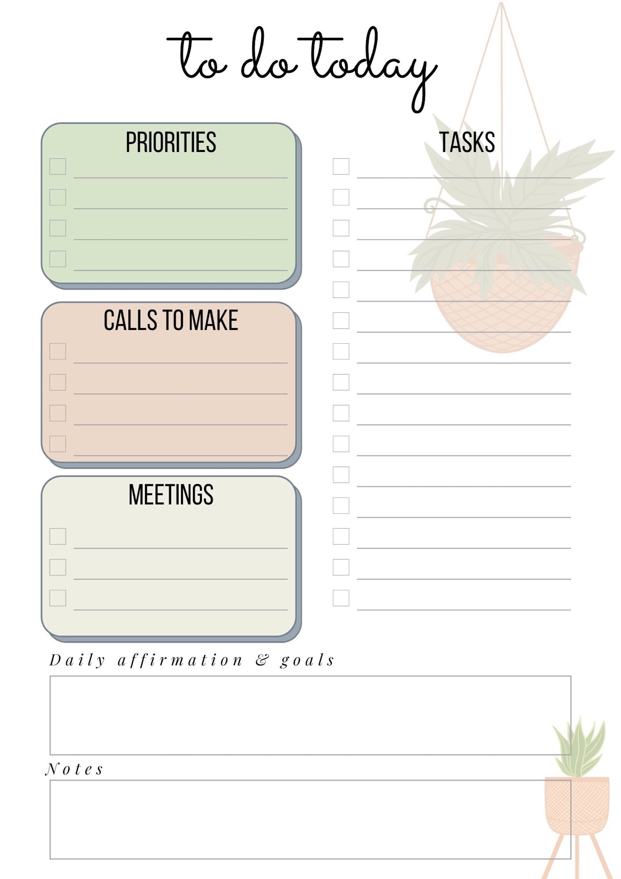 Printable Daily to Do List/task List/ Daily Planner/goal Setting/daily ...