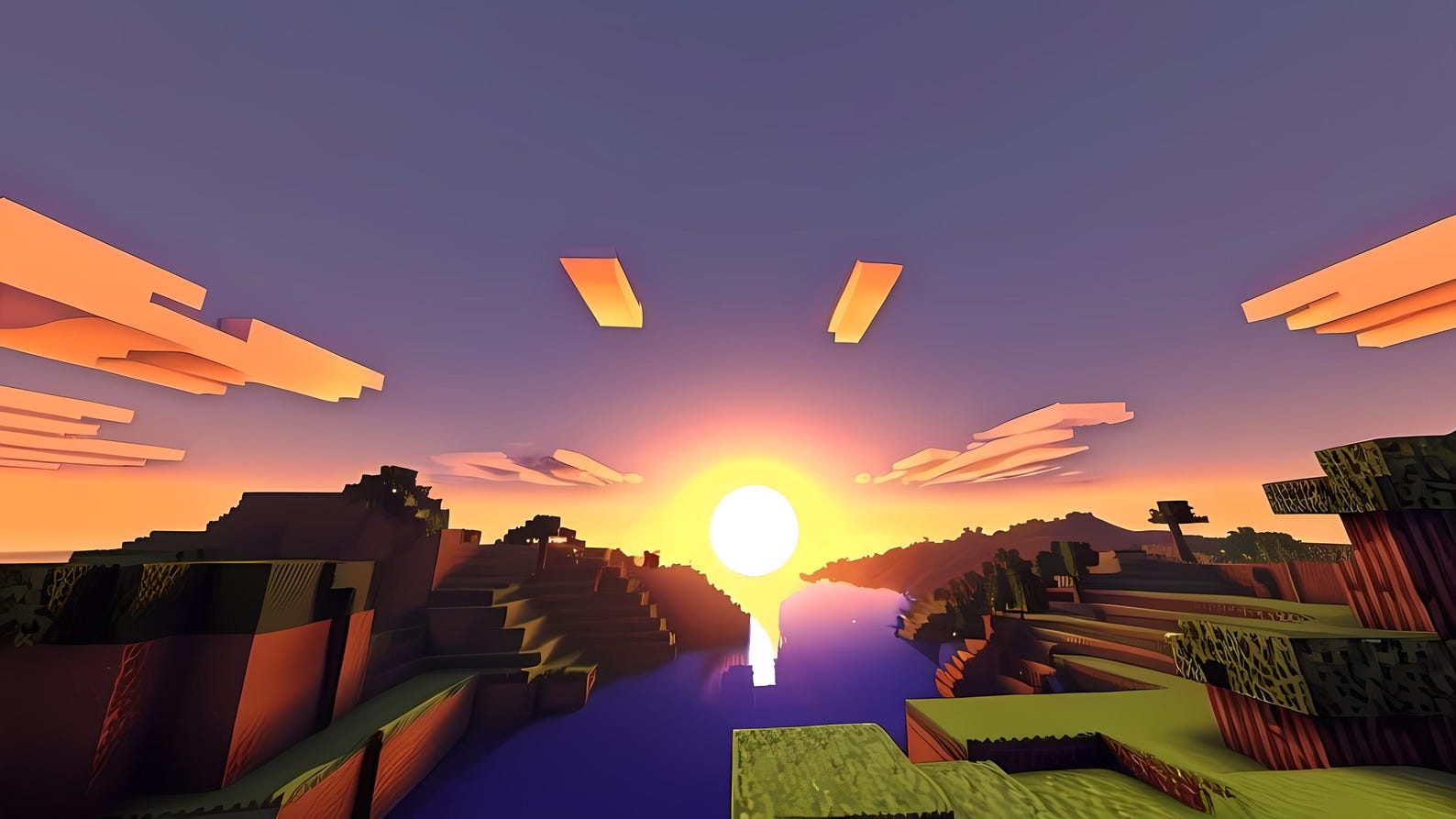 Gorgeous Voxel Sunset - 4K Pixel Background, Gaming Wallpaper for Gamer ...