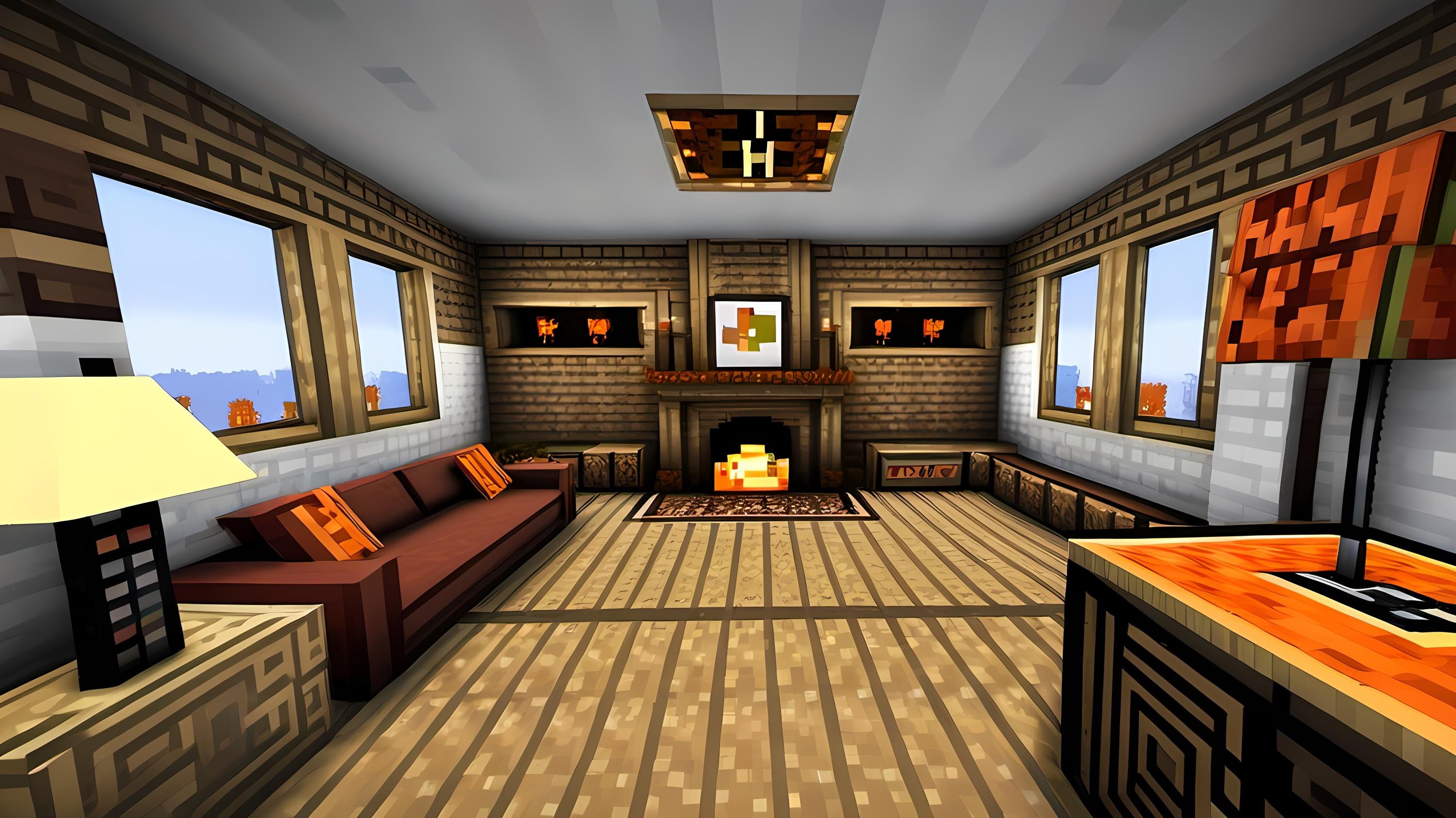 Rustic Autumn Living Room - 4K Pixel Halloween Background, Fall Voxel ...