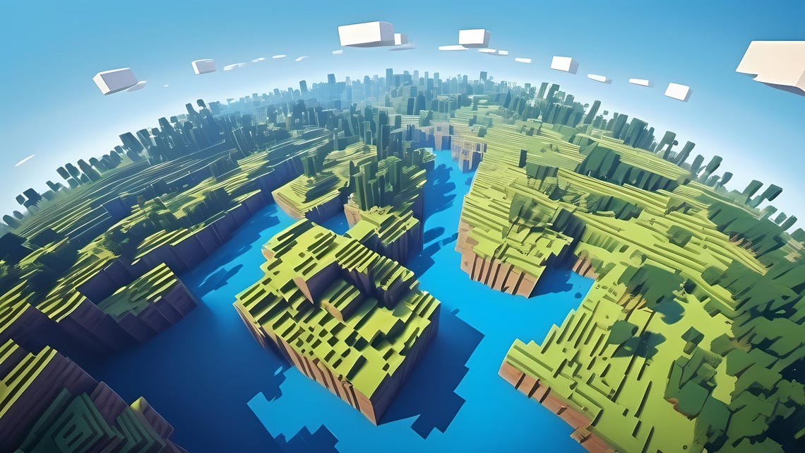 Blue Skyline Pixel Background, Birds-eye View Gaming Wallpaper for ...