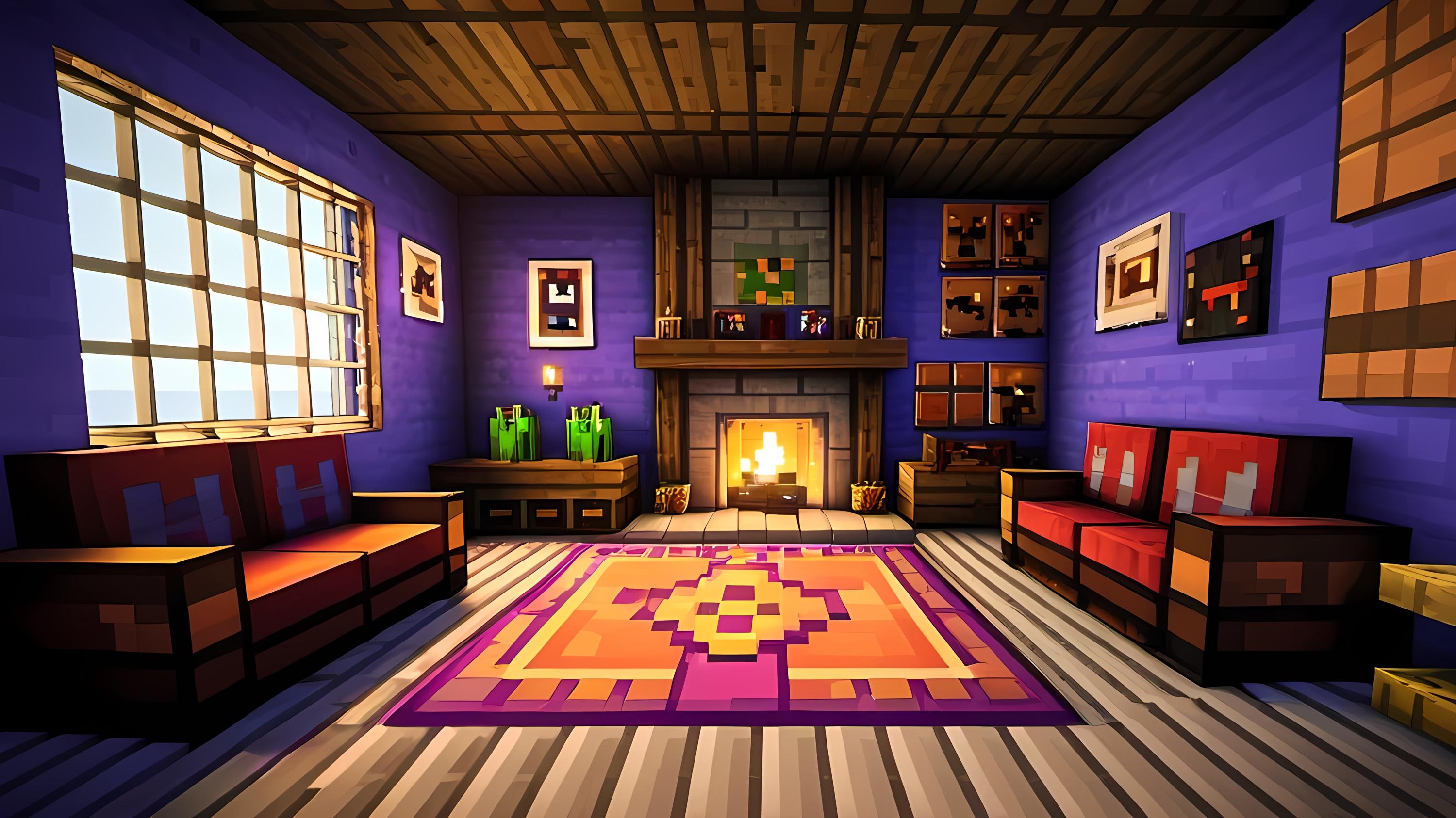 Purple Pixel Living Room - 4K Pixel Art Background,gaming Wallpaper for ...