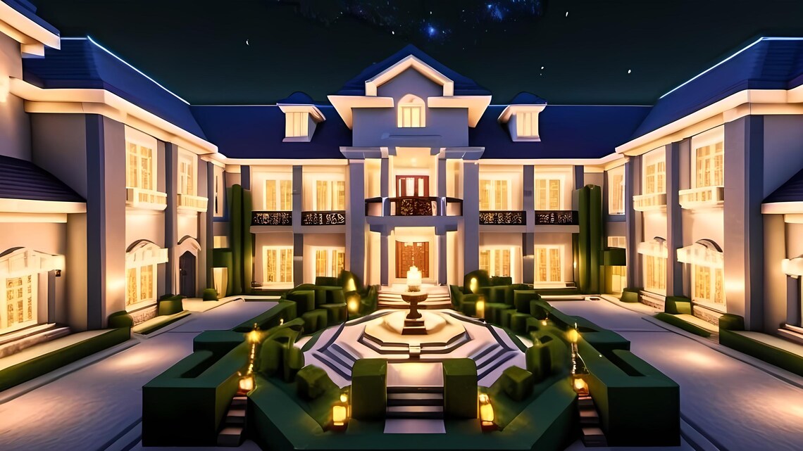 Pixel Mansion Courtyard With a View of the Stars - 4K HD Background ...