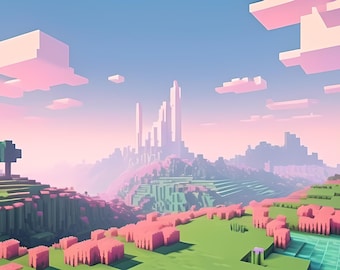 Pixel City in the Clouds - 4K Pixel Background, Voxel Gaming Wallpaper ...