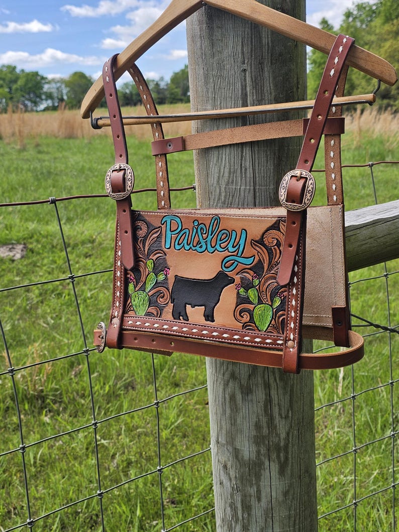 Custom Leather Livestock Show Harness: Handmade Exhibitor Number ...