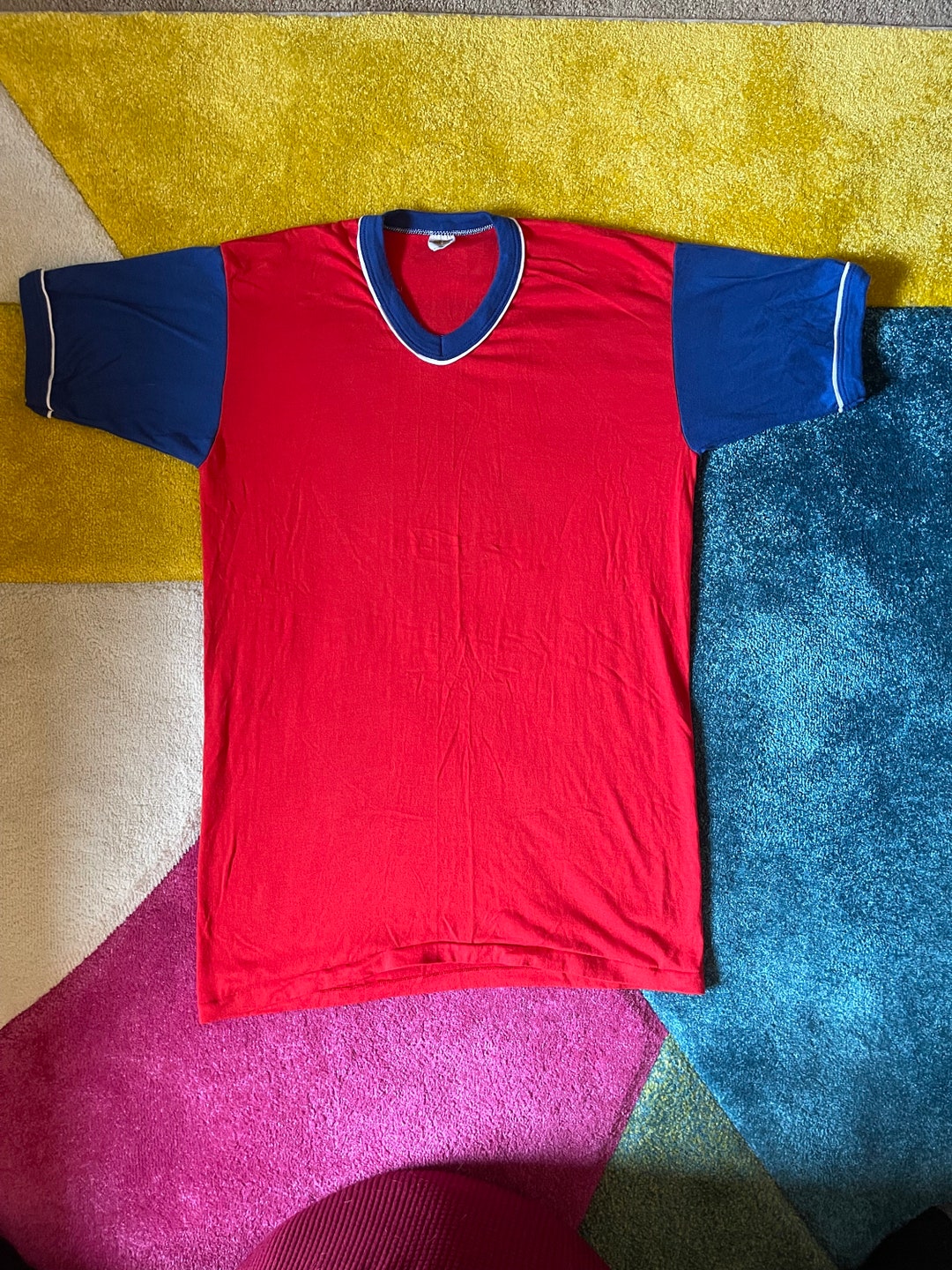 Vintage V-neck Raglan Tshirt Made in USA - Etsy