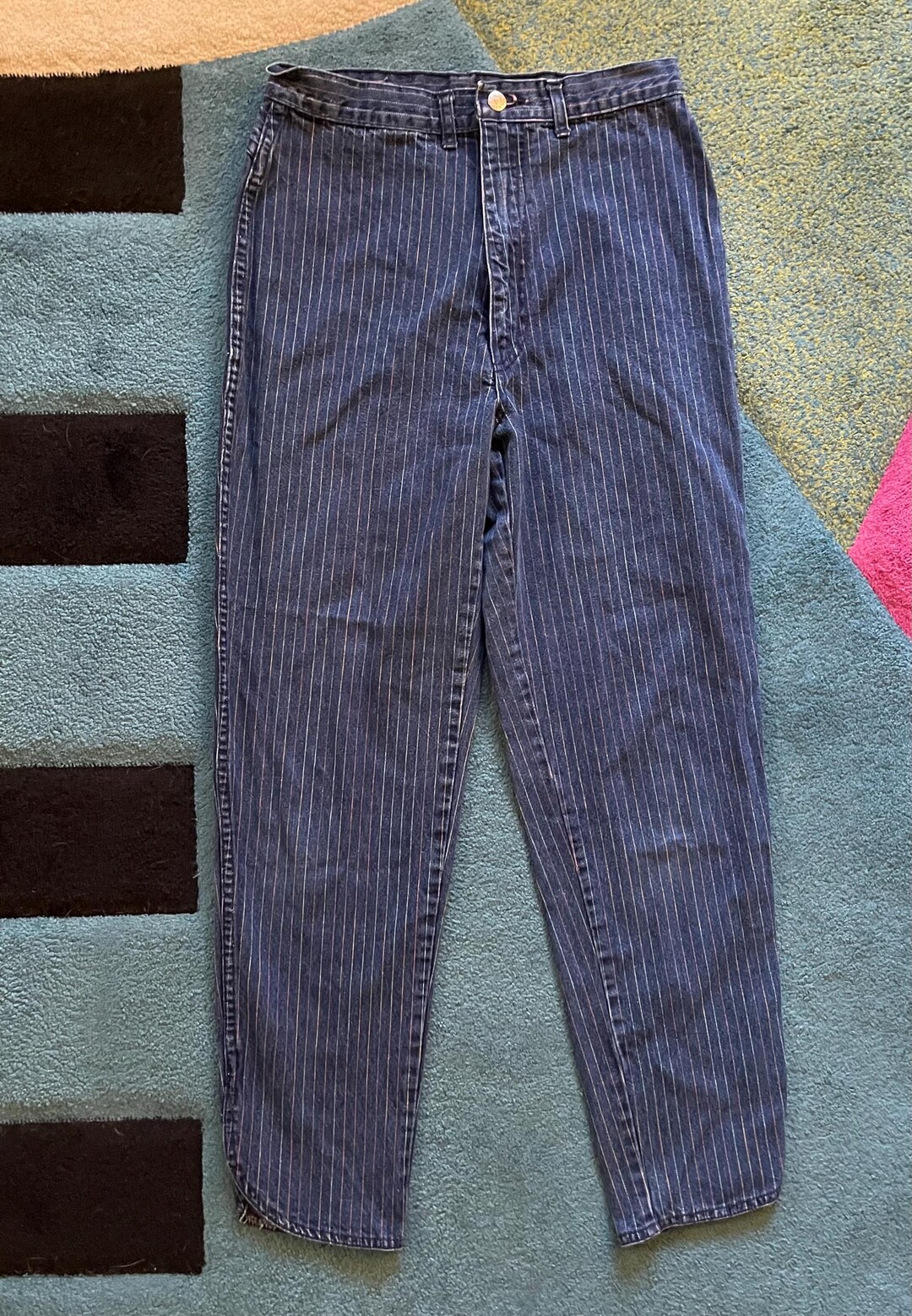 Vintage Women’s Pin Striped Denim Lee Jeans - Etsy