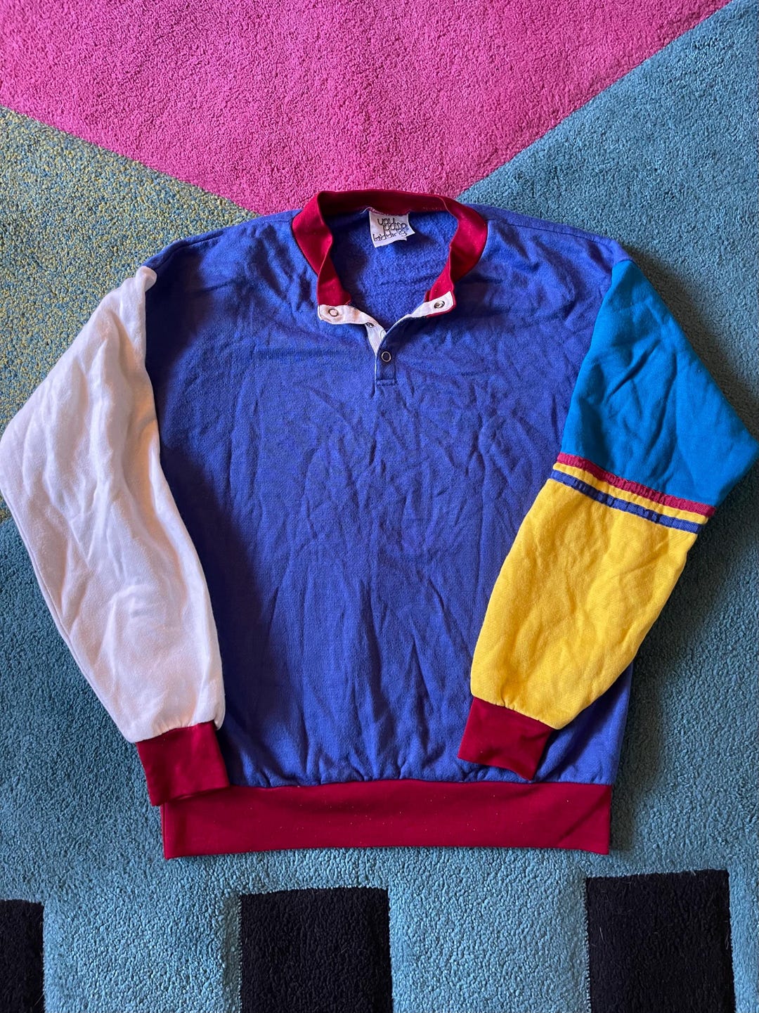 Vintage 80s Block Color Sweatshirt Made in USA - Etsy