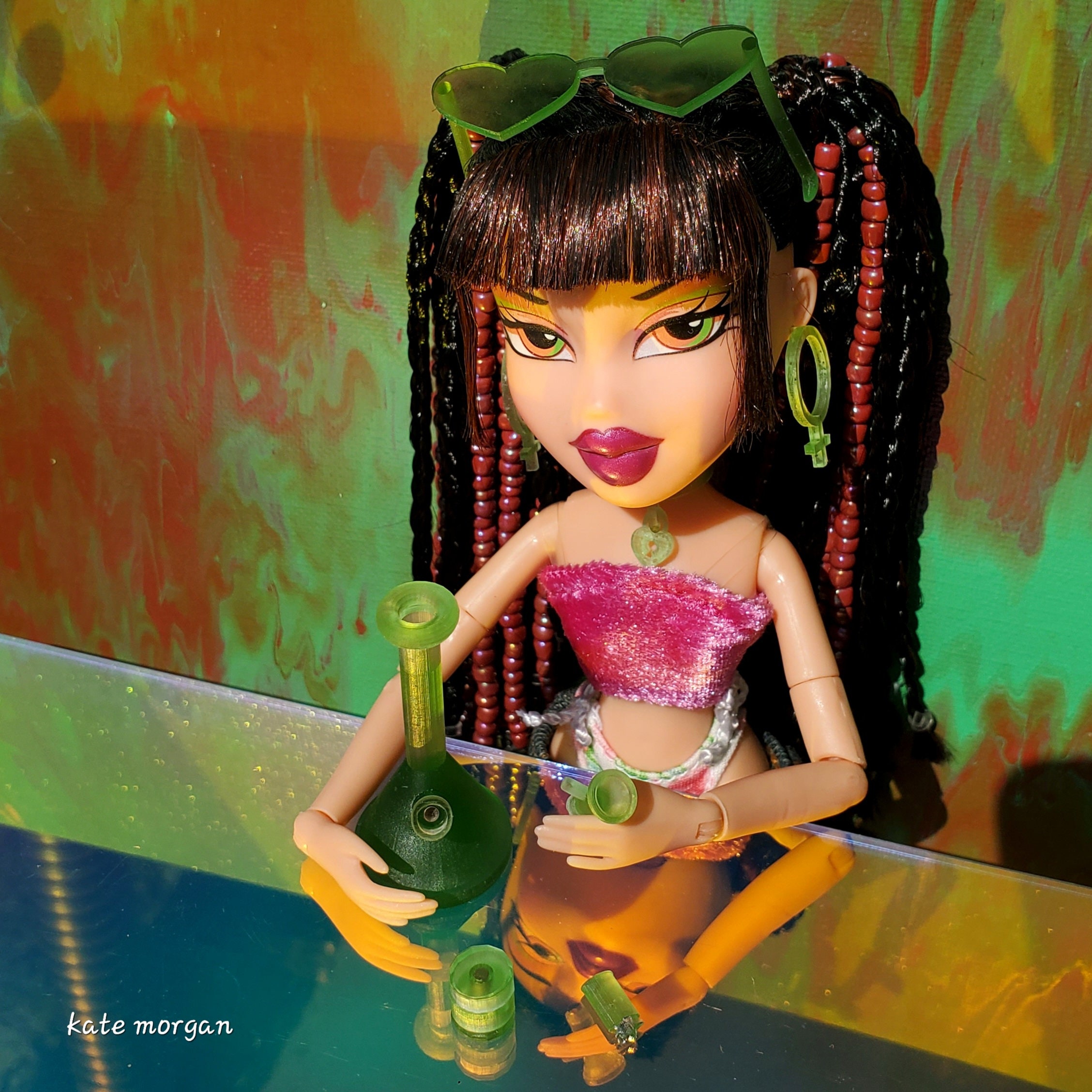 Bratz Barbie Monster High Doll 420 Green Mini Bong Toy Vase ...
