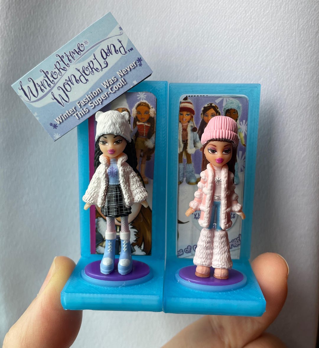 Mini Bratz DIY Pink Custom Doll Display Stands for Dollhouse Fridge No ...