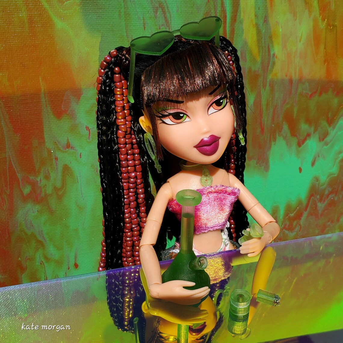 Bratz Barbie Monster High Doll 420 Green Mini Bong Toy Vase ...