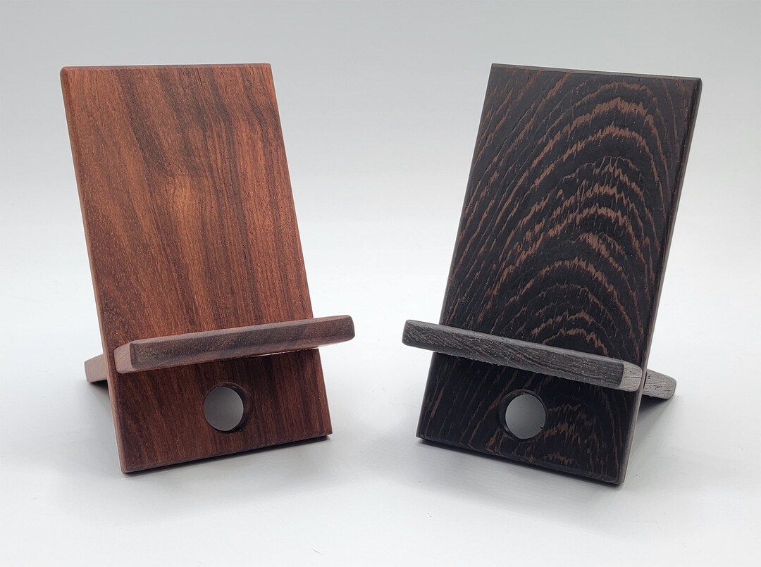 Handmade Exotic Wood Phone Stand, Wenge, Granadillo, Purpleheart, Curly ...