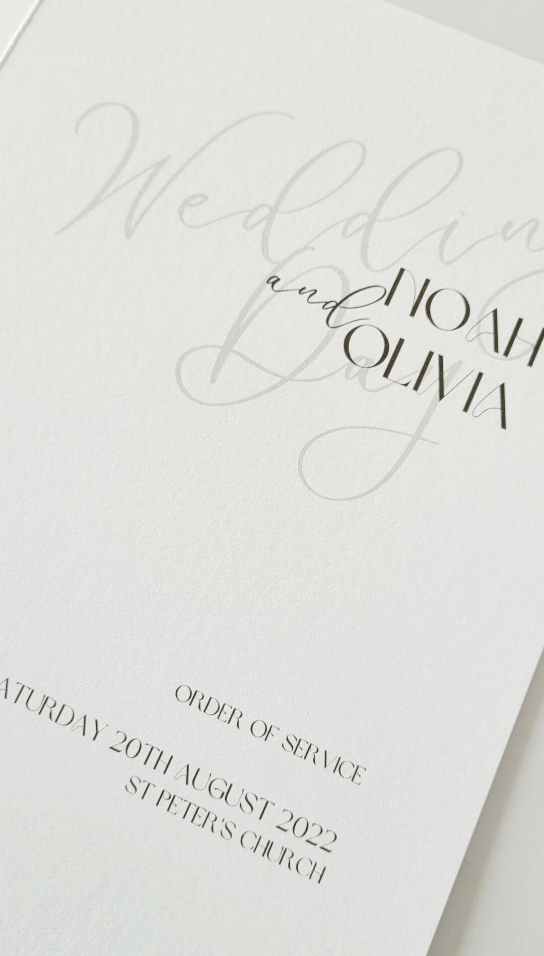 Shadow Order of Service, Stunning Order of Service, Wedding Stationary ...