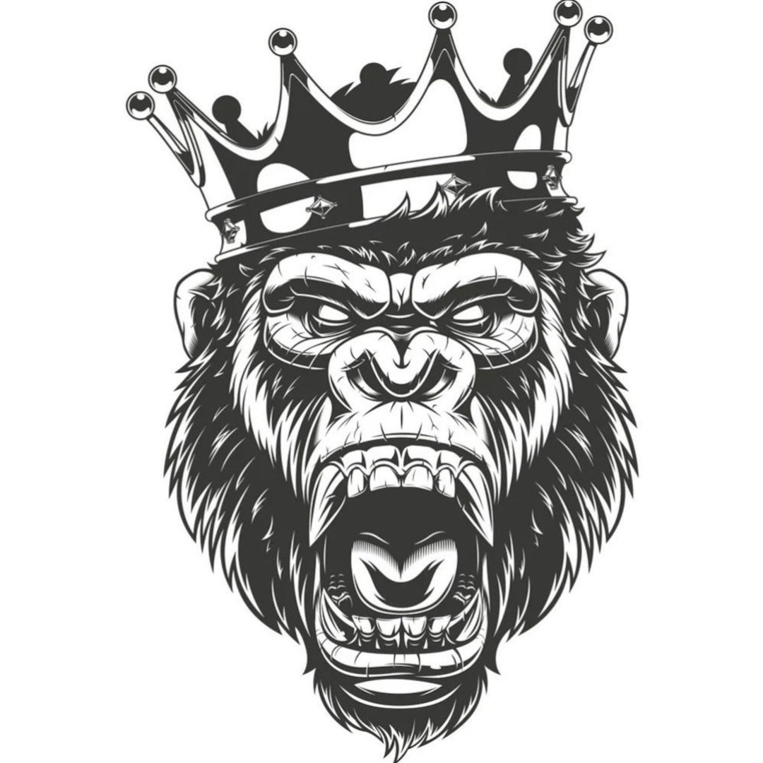 King Gorilla Vinyl Decal- Gorilla With Crown Car Decal- Truck Decal ...
