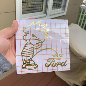 Calvin Pissing on Your Personalized Text Decal- Pee on Chevy Car Decal ...