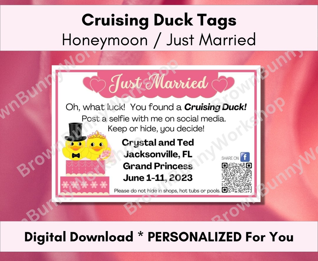 Honeymoon Cruise Duck Tags, Just Married Cruising Duck Tags ...