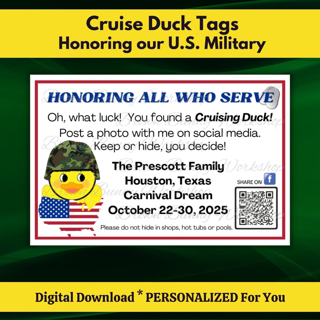 Cruise Duck Tags, U.S. Military Personalized Printable Cruising Duck ...