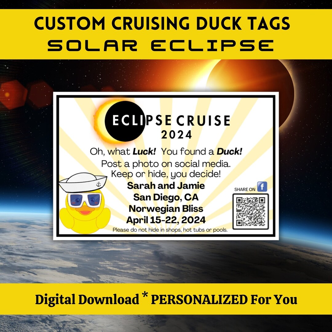 Custom Cruise Duck Tags, Solar Eclipse Duck Tags, Personalized Tags ...