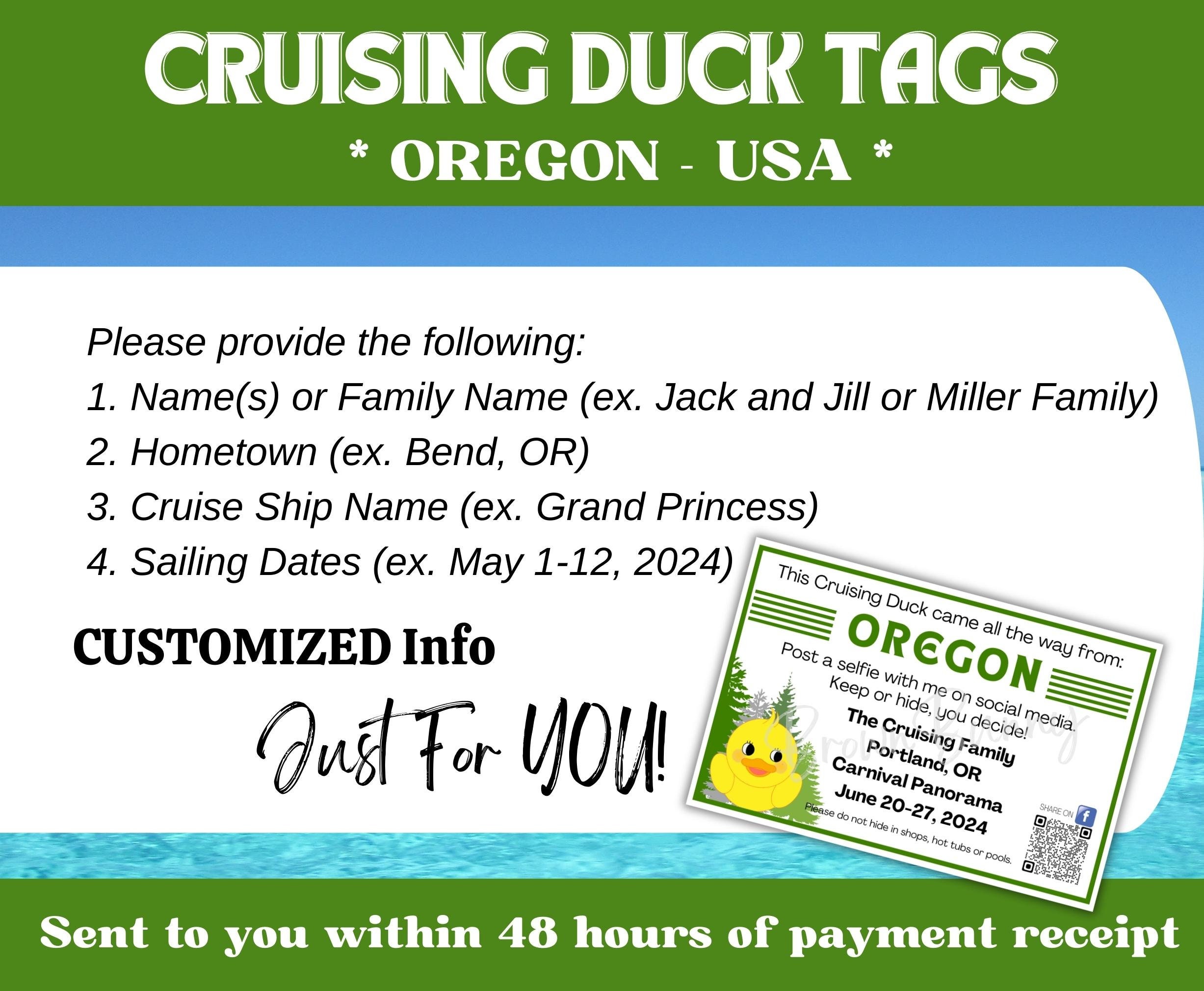 Custom Cruising Duck Tags, Oregon USA Duck Tags, Personalized Duck Tags ...