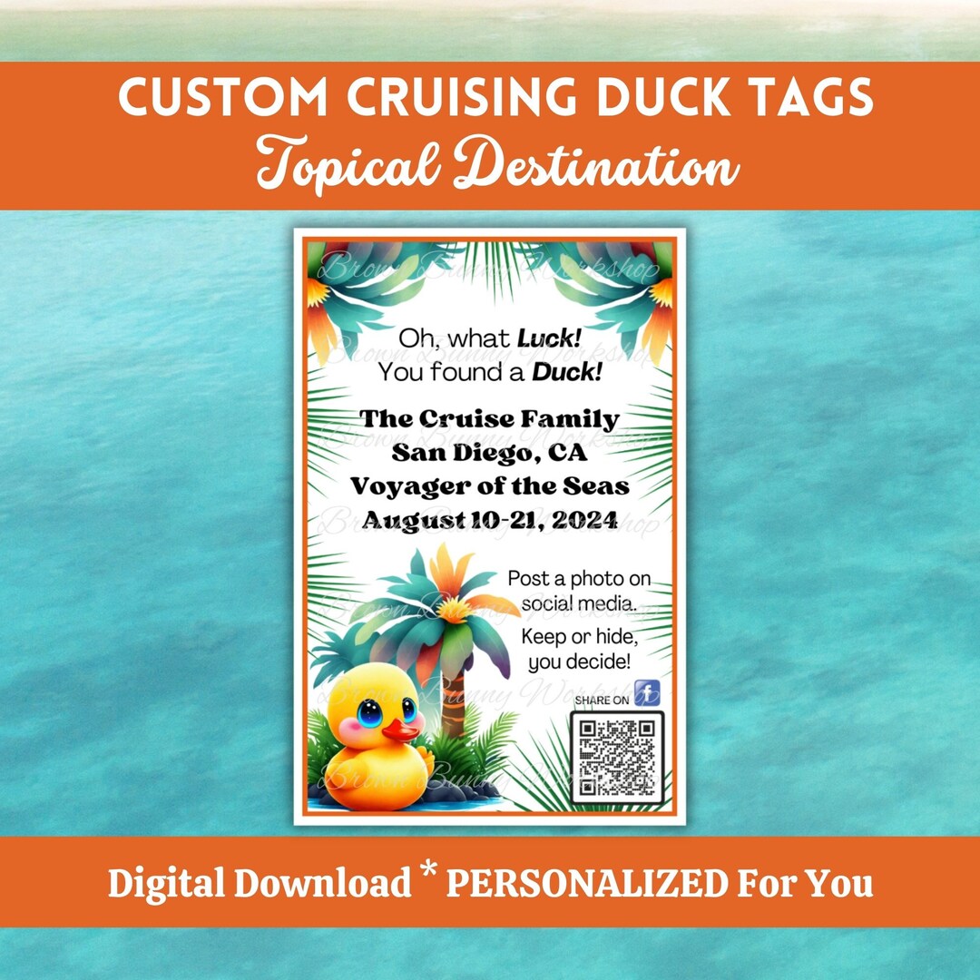 Custom Tropical Cruise Duck Tags, Personalized Cruising Duck Tags ...