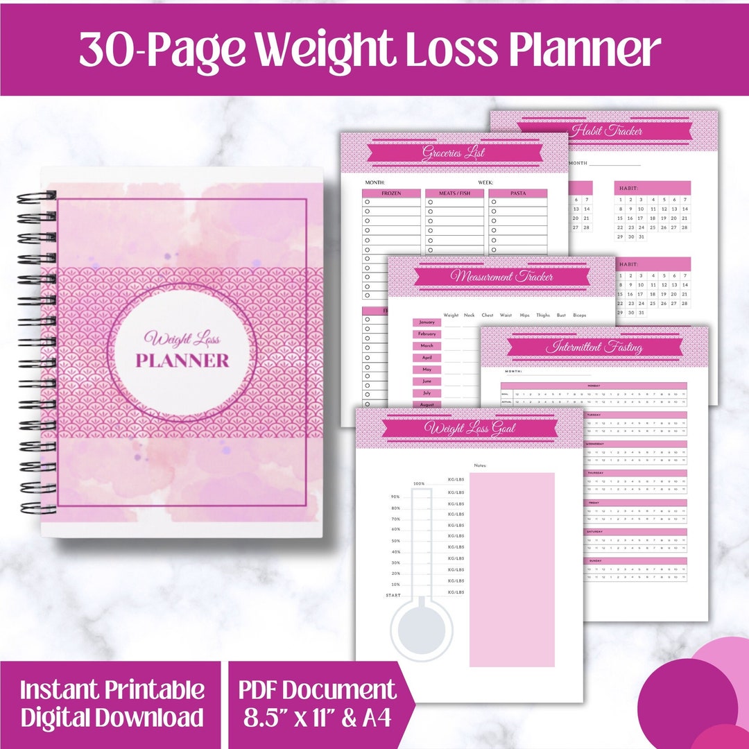 Weight Loss Planner, Weight Loss Journal, Recipe Template, Meal Planner ...