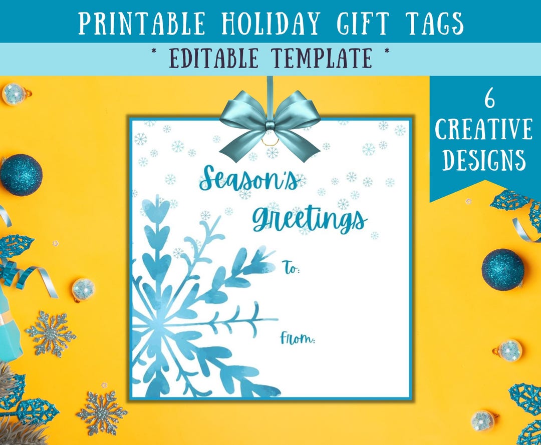 Snowflake Gift Tags Editable Template, Printable Christmas Gift Tags, 3 ...