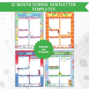 Editable Newsletter Template Bundle, Monthly School Newsletter, Teacher ...