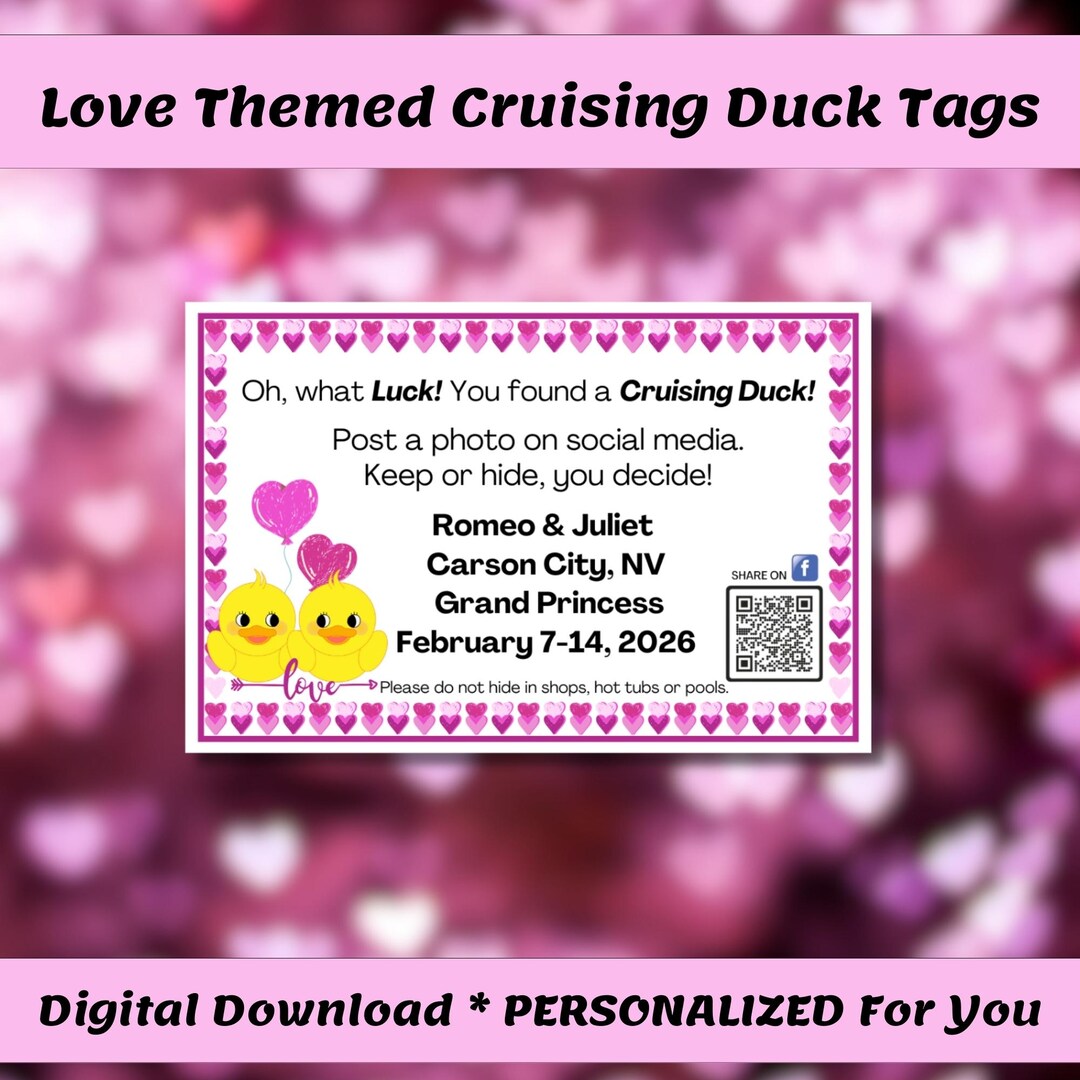 Personalized Valentine's Day Cruising Duck Tags, Love Themed Rubber ...