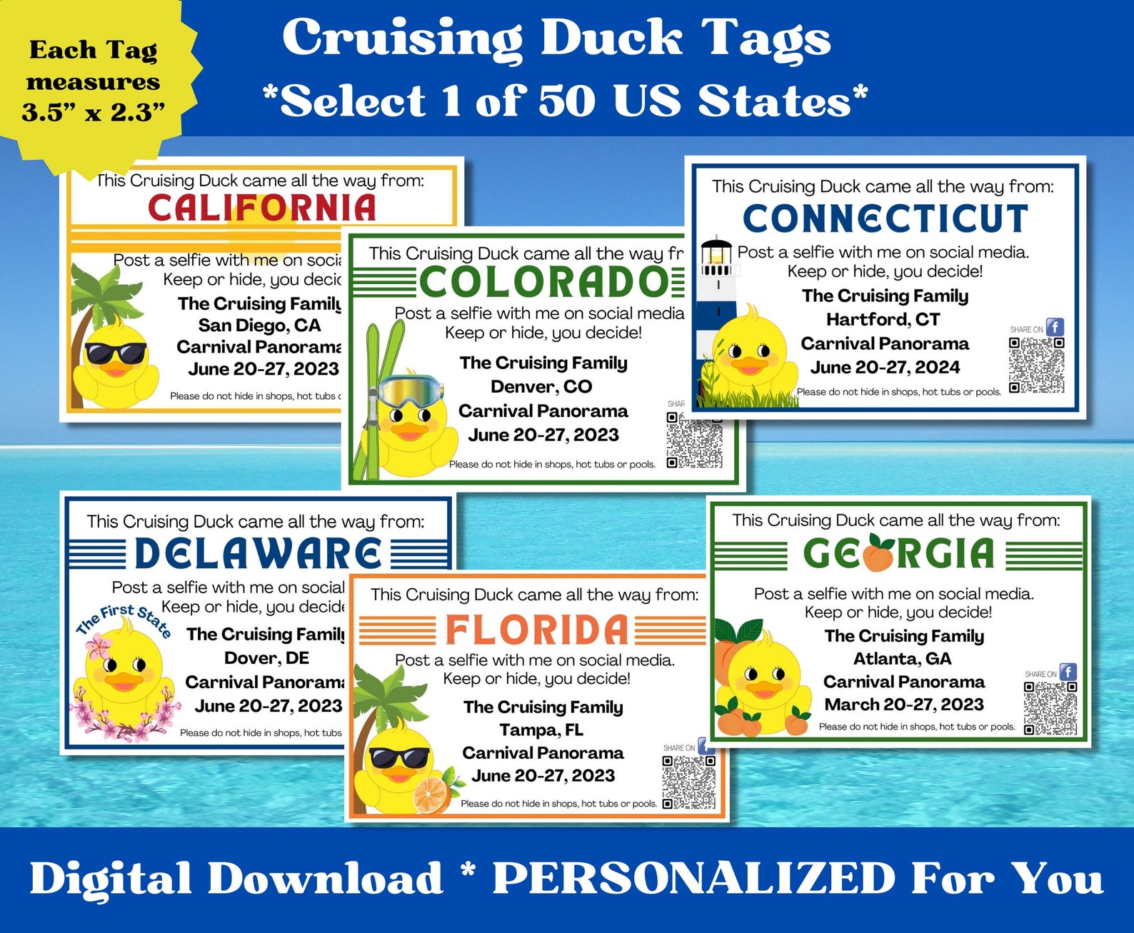Custom Cruising Duck Tags, US State Duck Tags, Personalized Cruising ...
