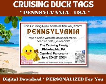 Custom Cruising Duck Tags, US State Duck Tags, Personalized Cruising ...