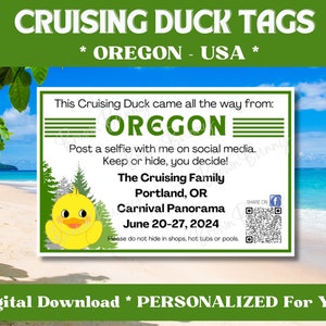 Custom Cruising Duck Tags, Oregon USA Duck Tags, Personalized Duck Tags ...