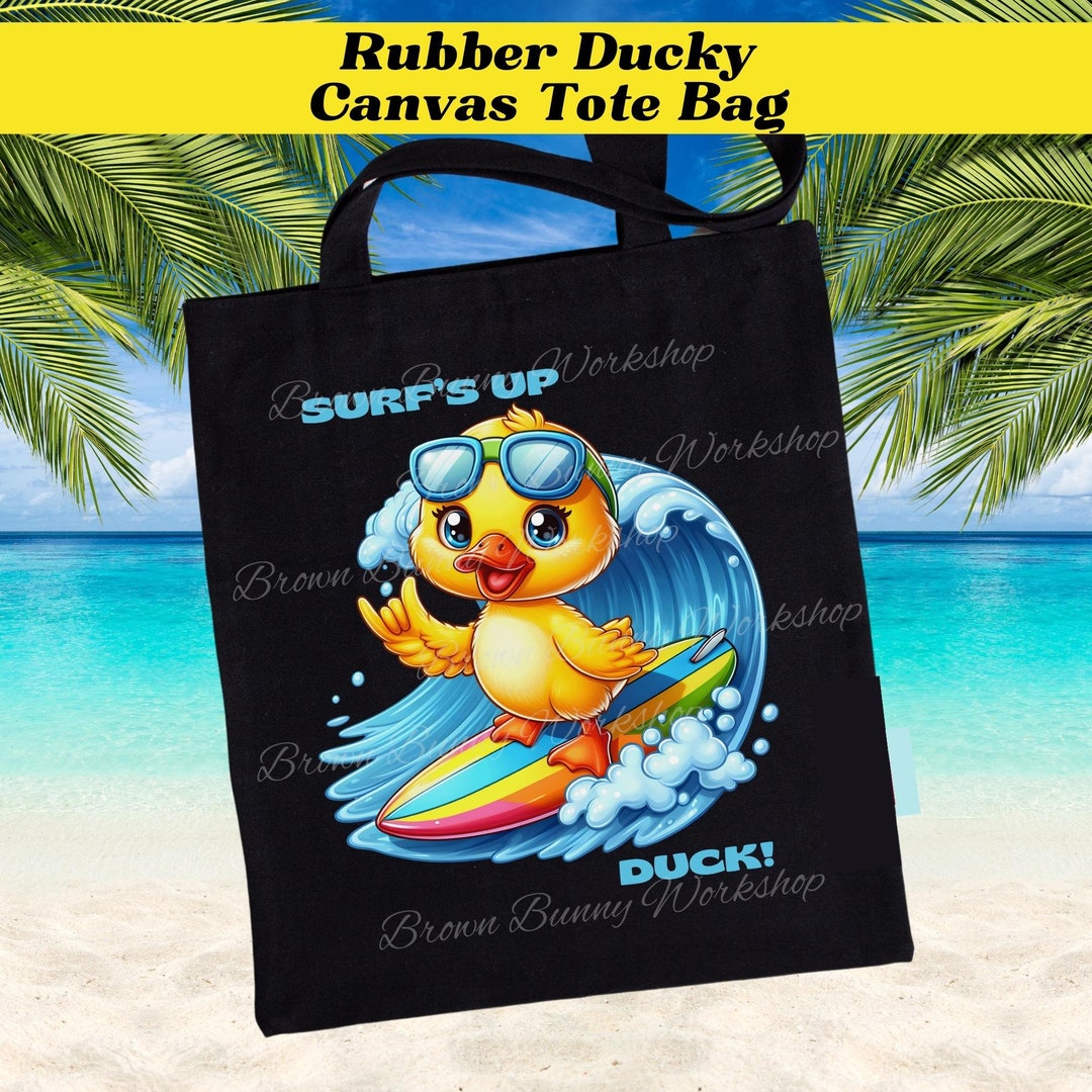 Rubber Duck Print Tote Bag, Canvas Tote Bag, Perfect Cruising Ducks and ...