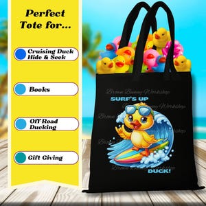 Rubber Duck Print Tote Bag, Canvas Tote Bag, Perfect Cruising Ducks and ...