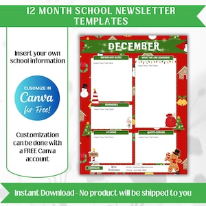 Editable Newsletter Template Bundle, Monthly School Newsletter, Teacher ...