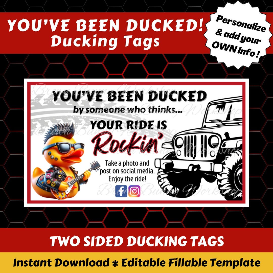 You’ve Been Ducked Printable Ducking Tags, Editable Fillable Template ...