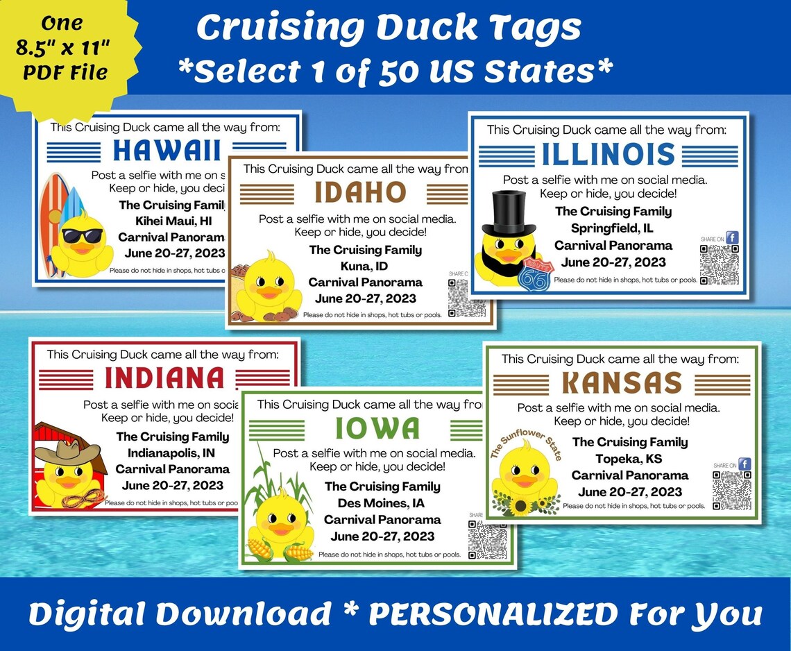 Custom Cruising Duck Tags US State Duck Tags Personalized - Etsy