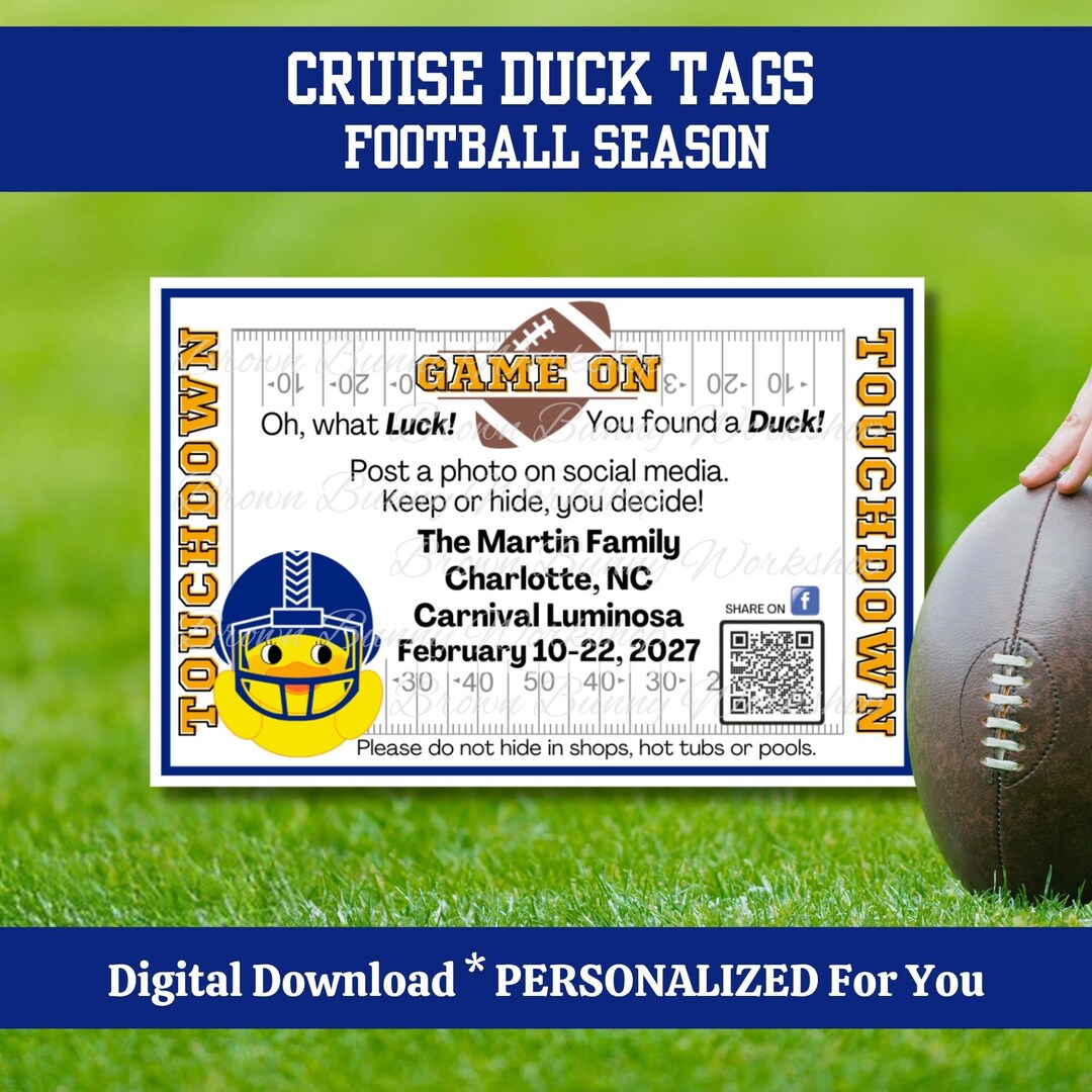 Cruise Duck Tags - Football Tags Personalized for Rubber Ducks ...