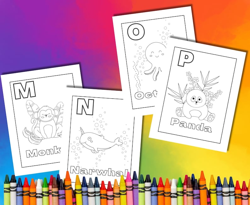 Animal Alphabet Coloring Digital Download Book Printable - Etsy