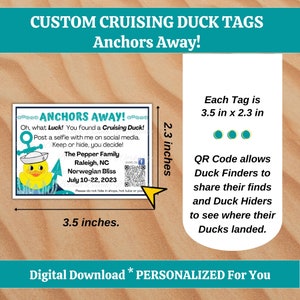 Cruise Duck Tags, Anchors Away, Custom Cruising Duck Tags Personalized ...