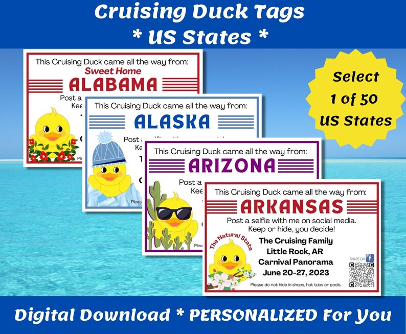 Custom Cruising Duck Tags US State Duck Tags Personalized - Etsy