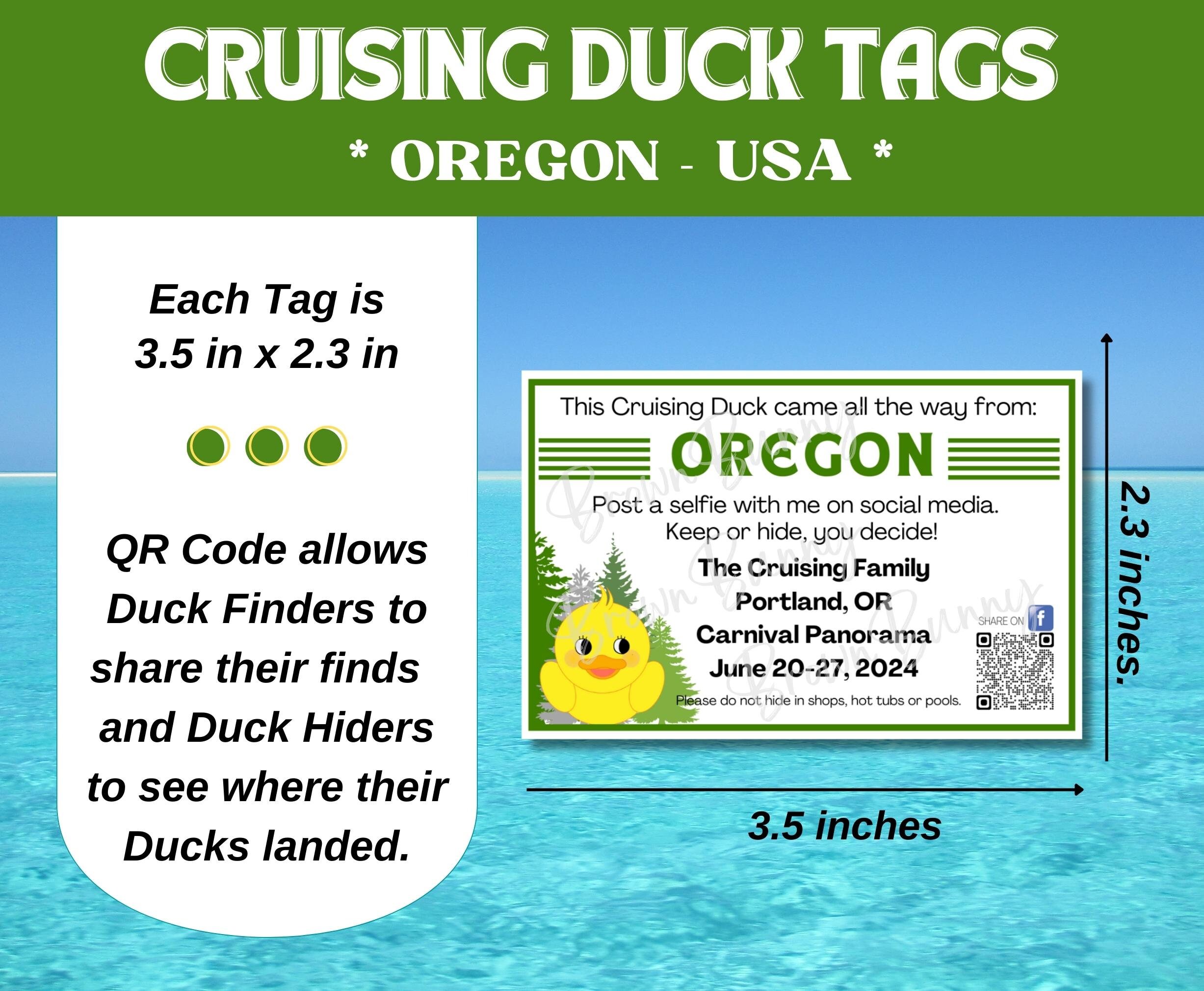 Custom Cruising Duck Tags, Oregon USA Duck Tags, Personalized Duck Tags ...