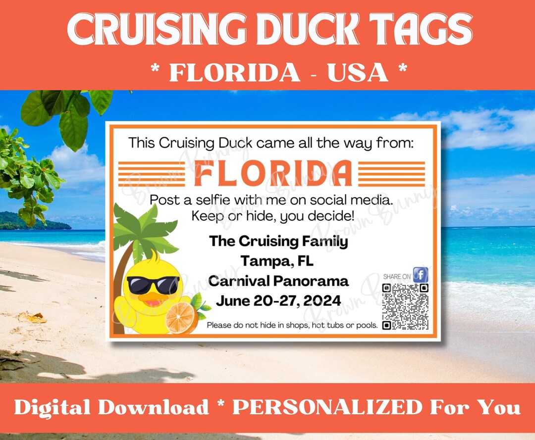 Custom Cruising Duck Tags, Florida USA Duck Tags, Personalized Cruising ...