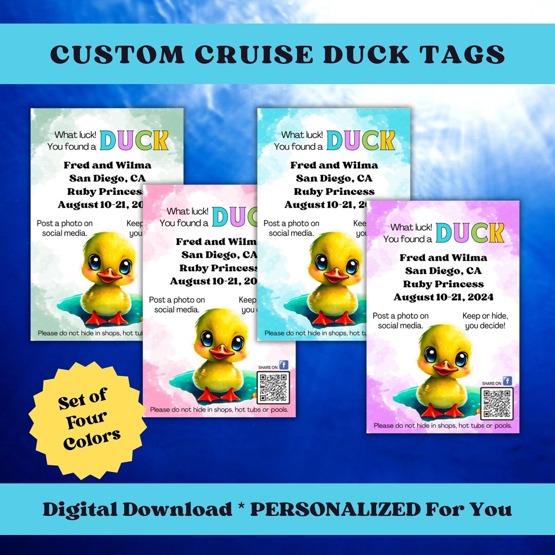 Custom Cruise Duck Tags, Personalized Cruising Duck Tags Set of 4 ...