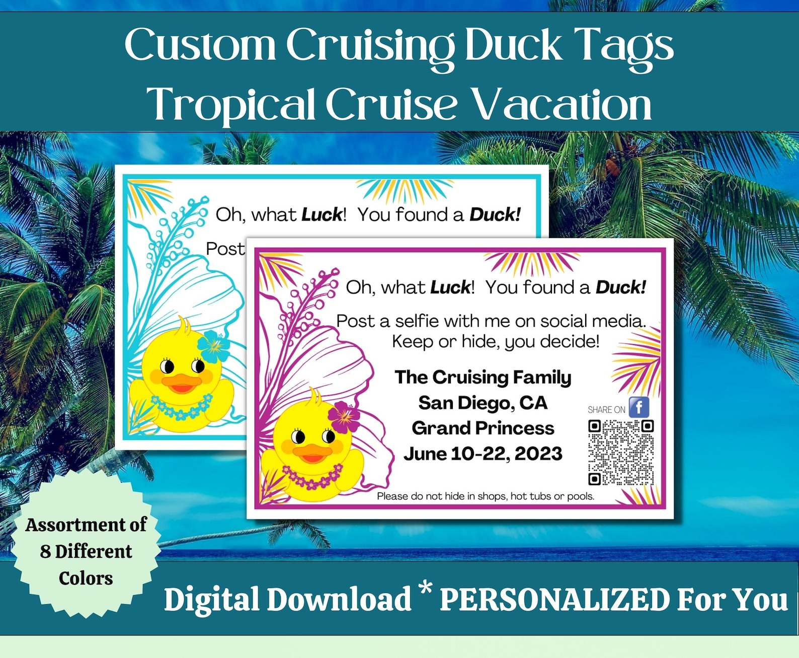 Custom Cruising Duck Tags Tropical Cruise Vacation Duck Tags - Etsy