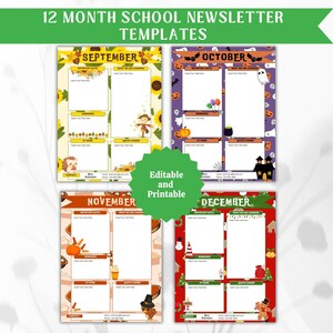Editable Newsletter Template Bundle, Monthly School Newsletter, Teacher ...