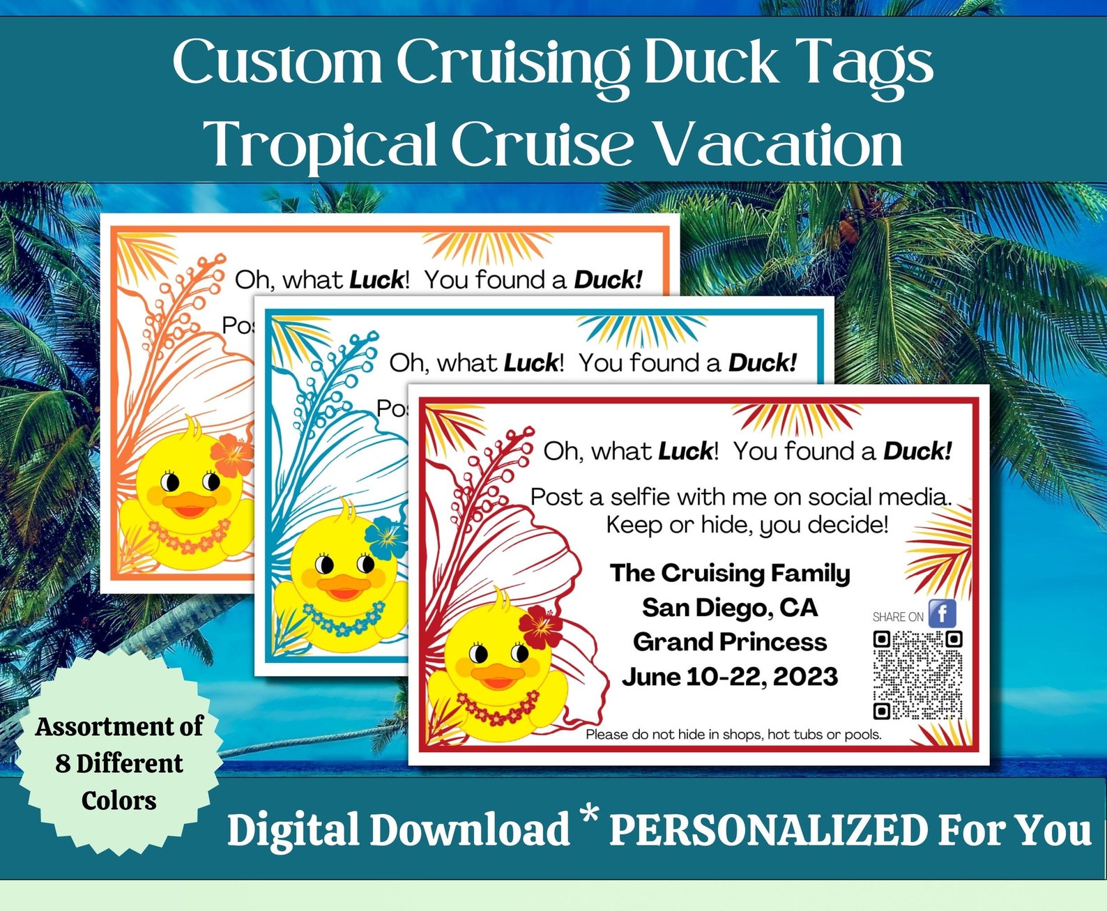 Custom Cruising Duck Tags Tropical Cruise Vacation Duck Tags - Etsy