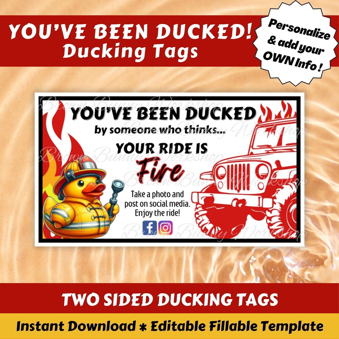 You’ve Been Ducked Firefighter Ducking Tags for Rubber Ducks - Etsy
