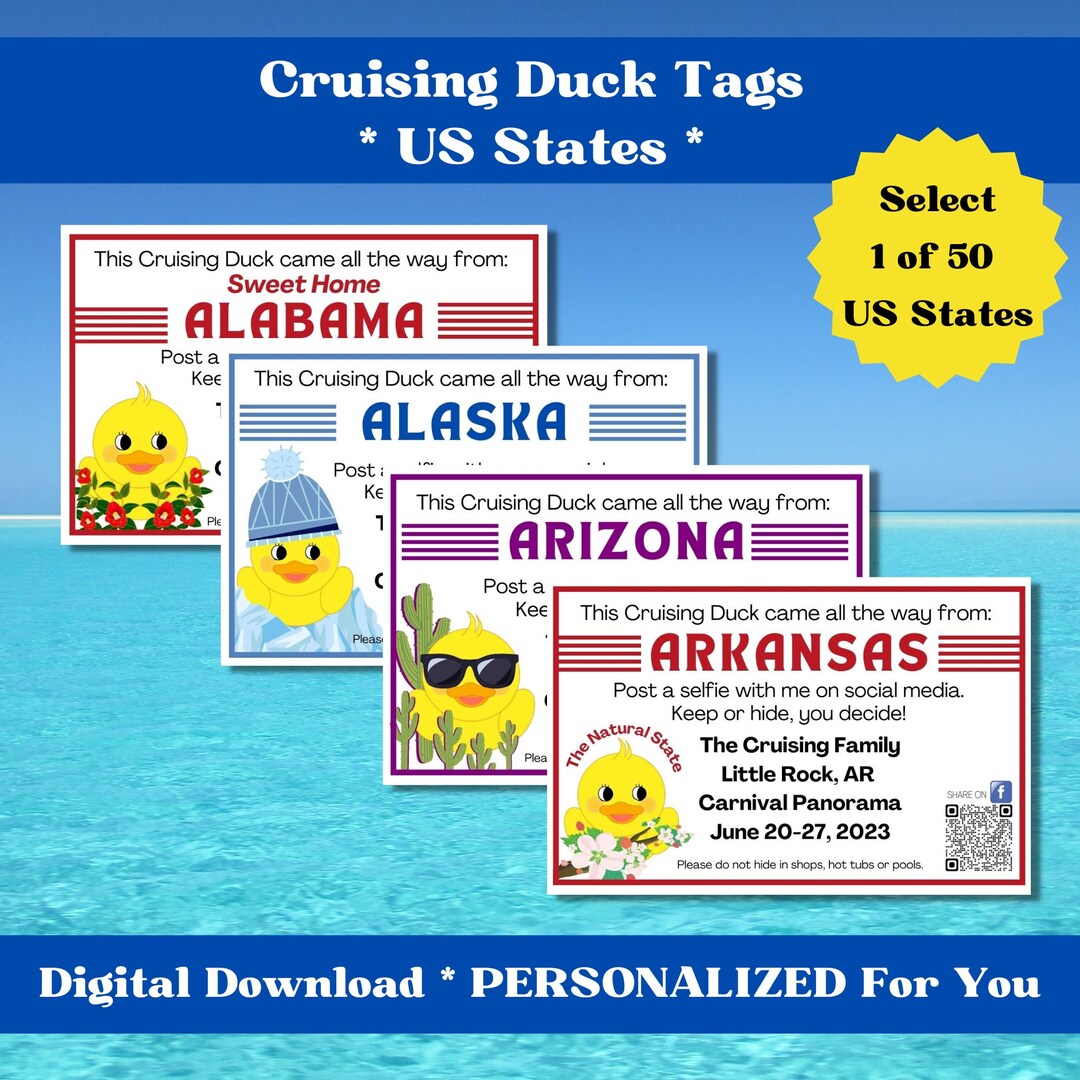 Custom Cruising Duck Tags, US State Duck Tags, Personalized Cruising ...