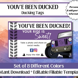 You've Been Ducked Printable Ducking Tags, Duck Duck Tags, Your Ride is ...