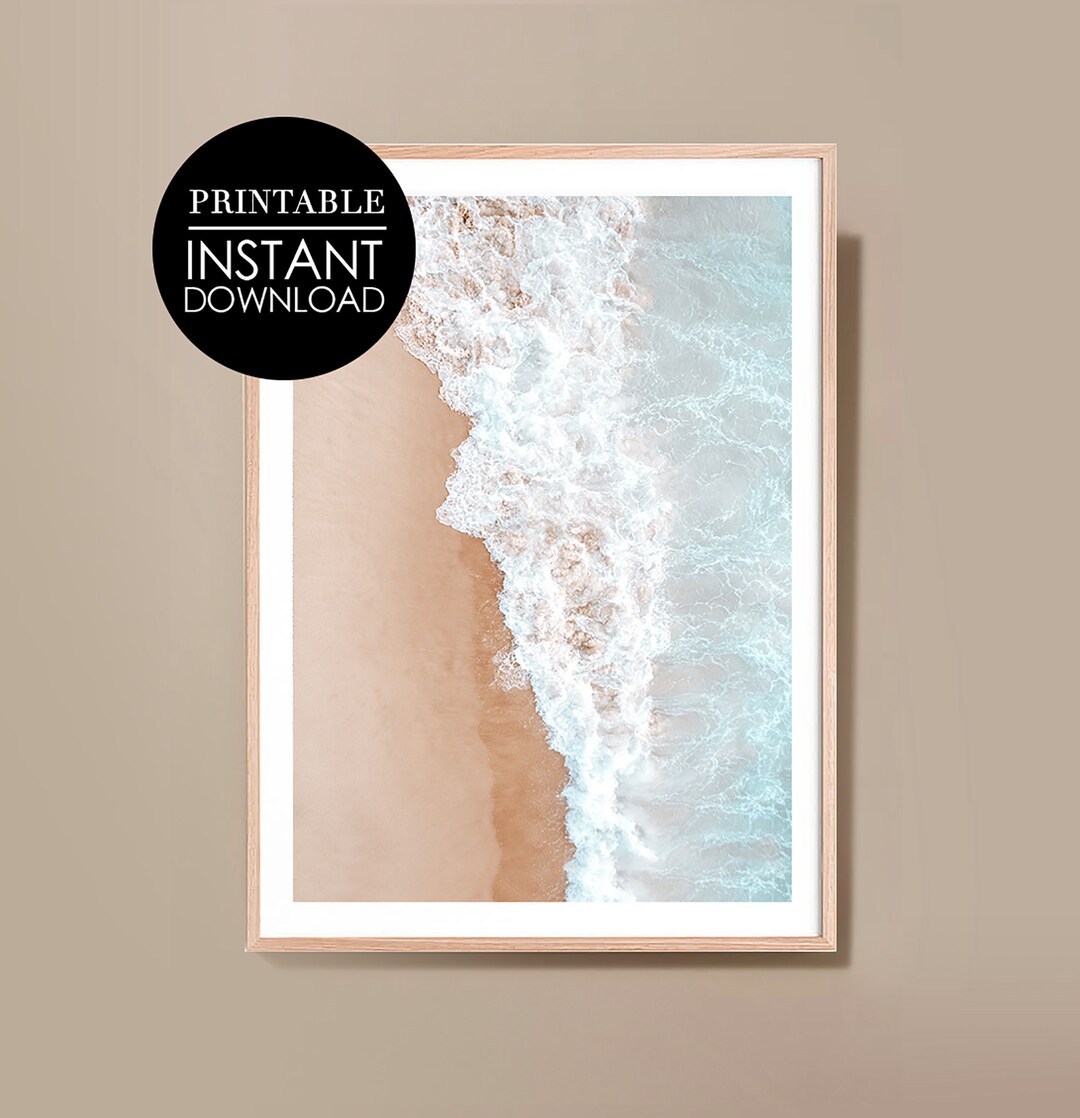 Aerial Beach Print, Beach Digital Print, Printable Wall Art, Neutral ...