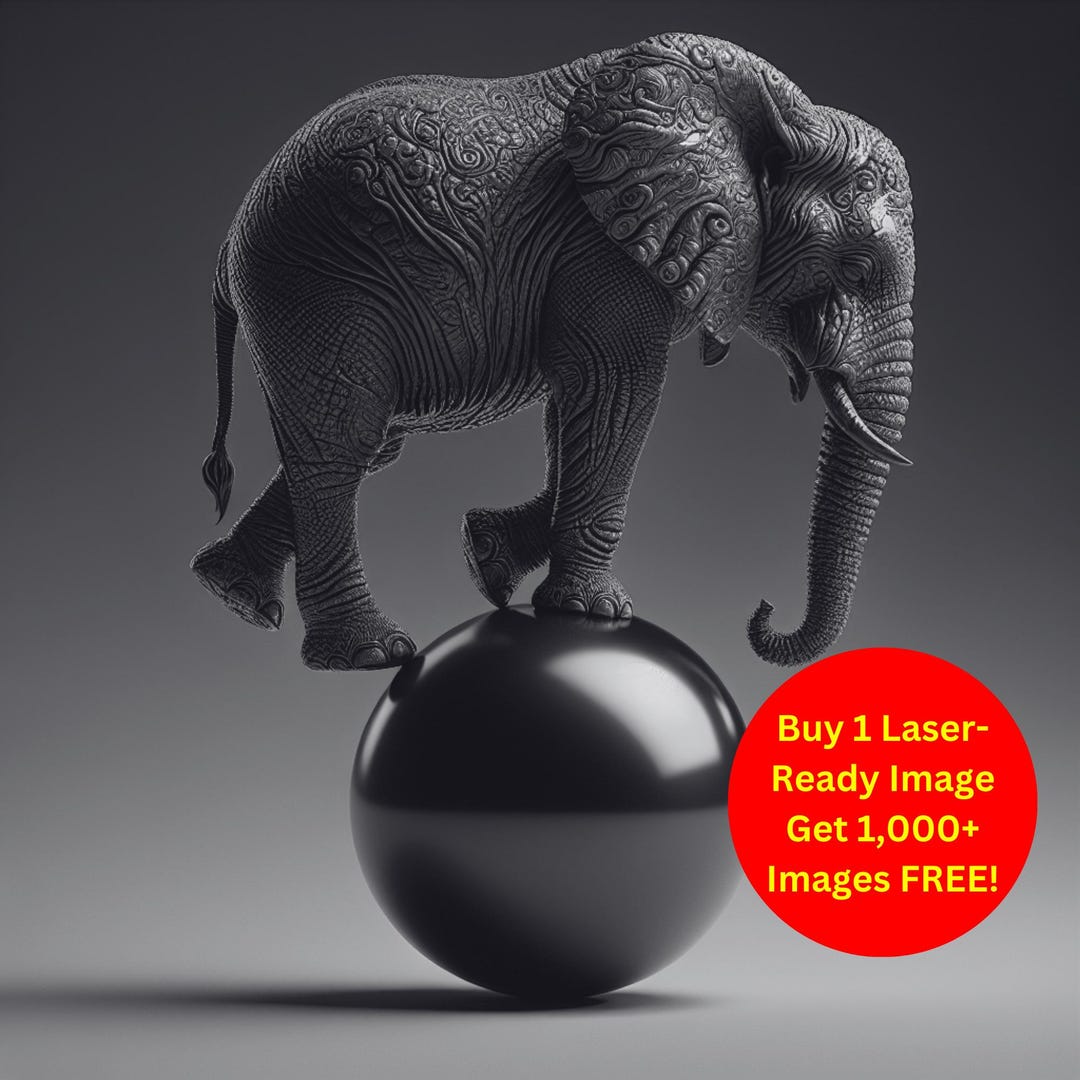 Elephant Image Laser Cut Burn Slate File | Circus Balance Playful ...